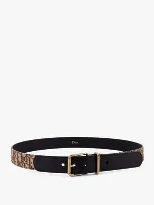Dior Leather Belt With All-over Oblique Logo - Multicolor