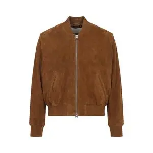AMI Paris Suede Zipped Bomber Jacket - Brown