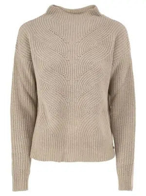 Herno Pure Wool Jumper With Textured Knit And High Neck - Cream