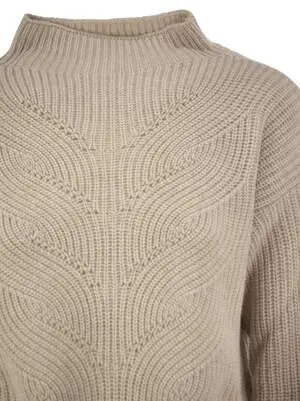 Herno Pure Wool Textured Knit High Neck Jumper - Cream