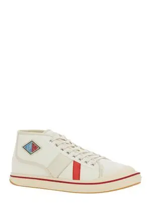 Bottega Veneta Eliot' Sneakers With Logo Label On The Side And Leather Inserts In Cotton And Leather Blend - White