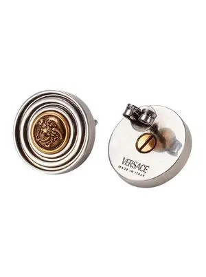 Versace Earrings With Medusa Head On Metallic Hoop For - Multicolor