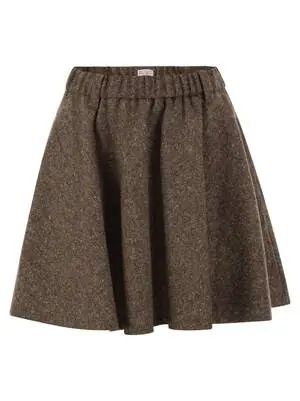 Brunello Cucinelli Flared Virgin Wool Blend Skirt
