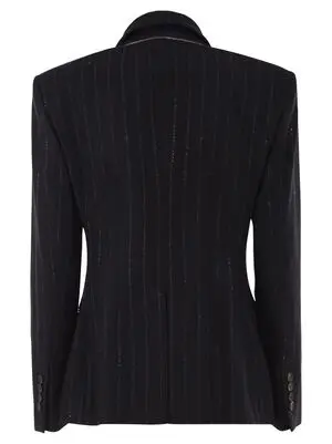 Brunello Cucinelli Double-breasted Pinstripe Blazer With Sequins