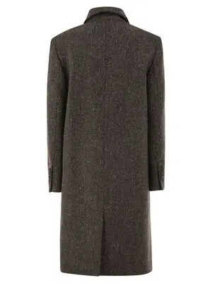 Brunello Cucinelli Double-breasted Herringbone Tweed Coat With Sequins - Brown