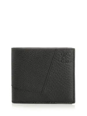 Loewe Puzzle Bifold Wallet In Grained Calfskin - Black
