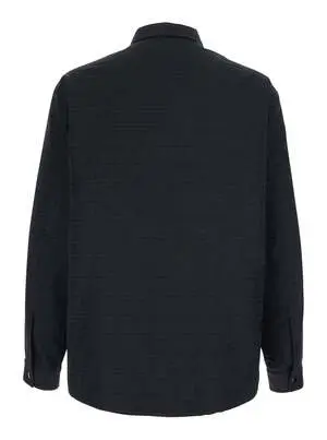 Fendi Black Jacket With Ff Motif All-over Tone On Tone In Tech Fabric