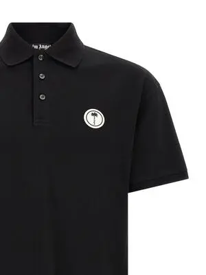 Palm Angels Logo Patch Polo Shirt - Black