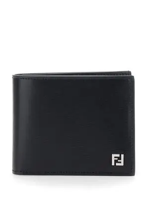 Fendi Black Wallet With Logo Plate On The Front In Leather For