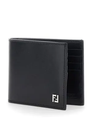 Fendi Black Wallet With Logo Plate On The Front In Leather For