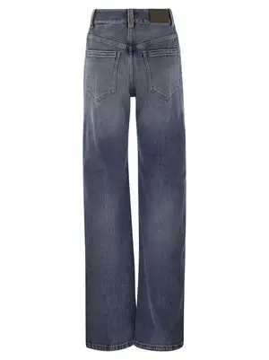 Brunello Cucinelli Contemporary Loose Trousers In Comfort Cotton Denim With Jewellery - Blue