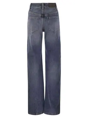 Brunello Cucinelli Contemporary Loose Trousers In Comfort Cotton Denim With Jewellery - Blue