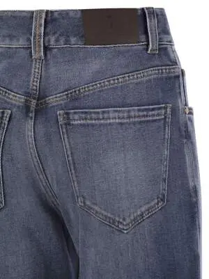 Brunello Cucinelli Contemporary Loose Trousers In Comfort Cotton Denim With Jewellery - Blue