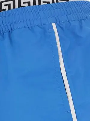 Versace Tech Fabric Swim Shorts With Logo Band - Blue
