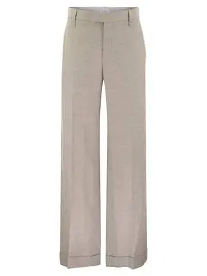Brunello Cucinelli Sparkling Linen Twill Flared Trousers - Multicolor