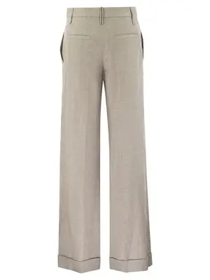 Brunello Cucinelli Sparkling Linen Twill Flared Trousers - Multicolor