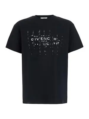 Givenchy Crew Neck T-shirt With Logo Lettering On The Front In Cotton For - Black