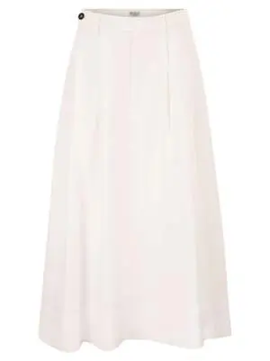 BRUNELLO CUCINELLI Brunello Cucinelli Women Sartorial Skirt In Fluid Viscose And Linen Twill With Jewellery Detail