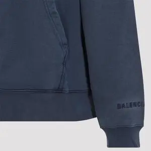 Balenciaga Oversized Cotton Fleece Hoodie - Blue