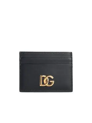 Dolce & Gabbana Card Holder With Leather 'dg Logo - Black