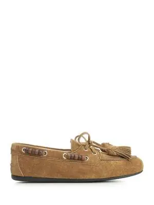 Miu Miu Deck” Suede Loafers - Brown