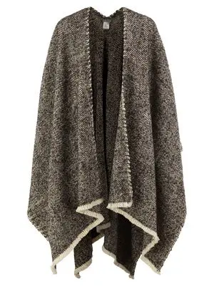 Brunello Cucinelli Herringbone Wool, Cashmere And Alpaca Cape - Brown