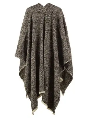 Brunello Cucinelli Herringbone Wool, Cashmere And Alpaca Cape