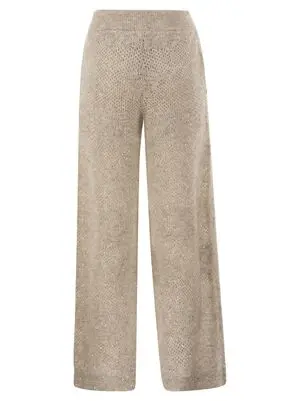 Brunello Cucinelli Open-knit Trousers With Sequins