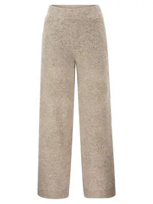 Brunello Cucinelli Sequined Open-knit Trousers - Cream