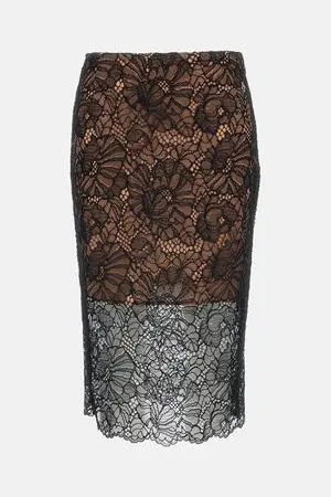 ROTATE BY BIRGER CHRISTENSEN Lace Midi Pencil Skirt - Multicolor