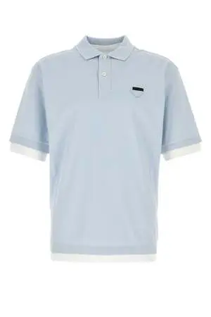 Prada Prada Men Powder Blue Piquet Polo Shirt Blue
