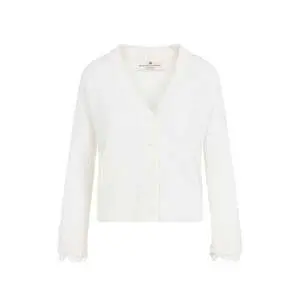 ERMANO SCERVINO Ermanno Scervino Cashmere Lace-trimmed Cardigan - White