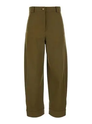 Max Mara Cotton Adorni Pants With Snap Button Hems - Multicolor
