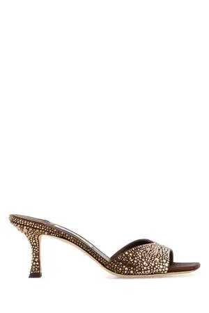 JIMMY CHOO Embellished Satin Skye Mules