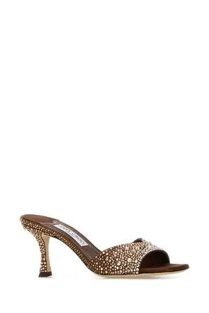 JIMMY CHOO Embellished Satin Skye Mules