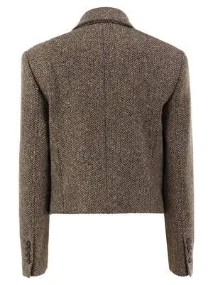 Brunello Cucinelli Double-breasted Herringbone Blazer - Brown