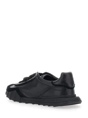 Dolce & Gabbana Leather Athletic Low Top Sneakers - Black