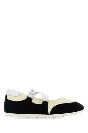 Marni Two-tone Suede And Fabric Ballerinas