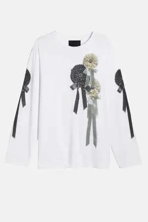 Simone Rocha Ribbon Rosette Print Long Sleeve T-shirt - Multicolor