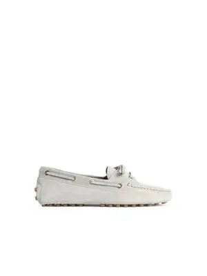 TOD'S Tod's 'Gommino' Grey Suede Boat Loafers Women Gray