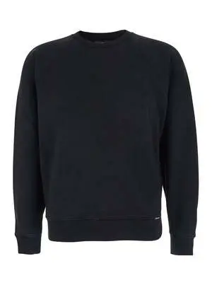 TOM FORD Black Crewneck Sweatshirt With Logo Patch On The Front In Cotton - Multicolor