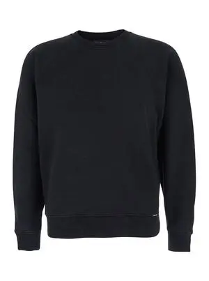 TOM FORD Black Crewneck Sweatshirt With Logo Patch On The Front In Cotton - Multicolor