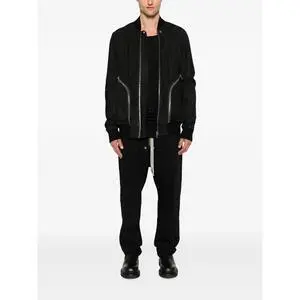 Rick Owens Leather Bomber Jacket - Black