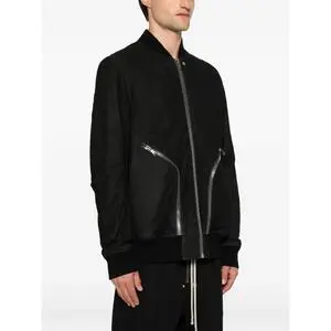 Rick Owens Leather Bomber Jacket - Black