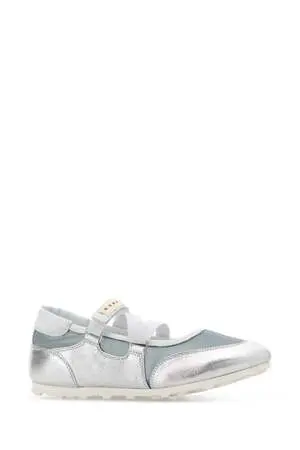 Marni Mesh And Leather Soccer Retro Ballerinas - Silver