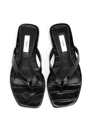TOTEME Croco-embossed Flip Flops - Black