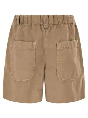 Brunello Cucinelli Cotton And Linen Shorts With Jewellery - Brown