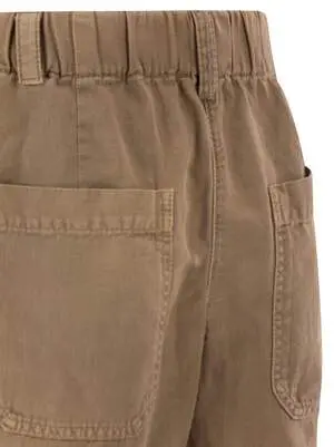 Brunello Cucinelli Cotton And Linen Shorts With Jewellery - Brown