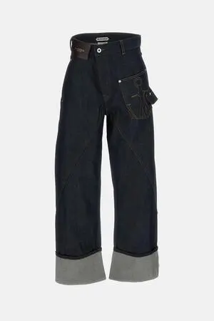 JW Anderson Twisted Turn Up Workwear Denim Jeans - Multicolor