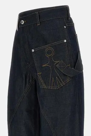 JW Anderson Twisted Turn-up Workwear Denim Jeans - Multicolor